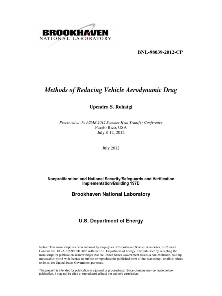 Method of Drag Reduction | PDF | Wind Tunnel | Dynamics (Mechanics)