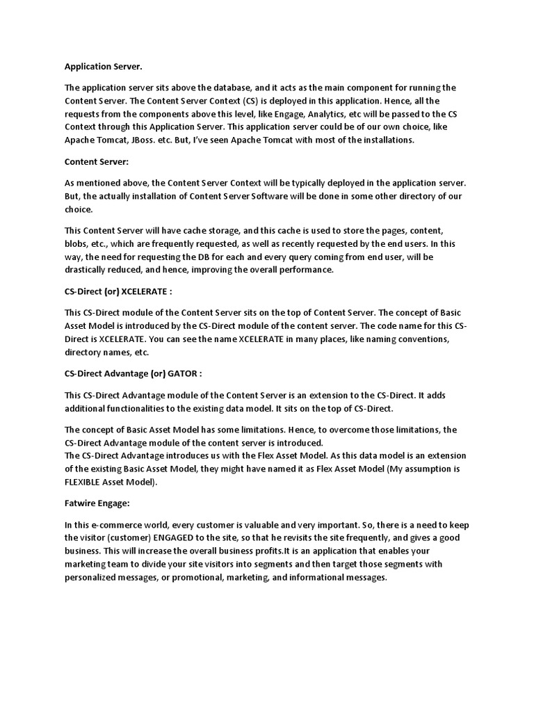 Fatwire Questions Answer | PDF | Web Server | Internet & Web