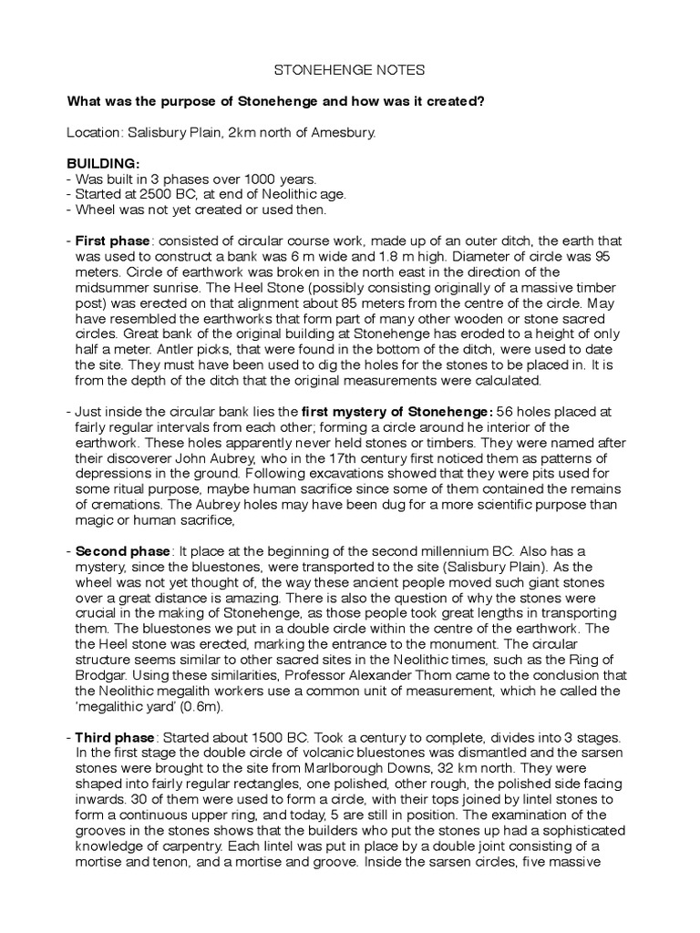 Stonehenge Notes and Theories | Stonehenge | Merlin