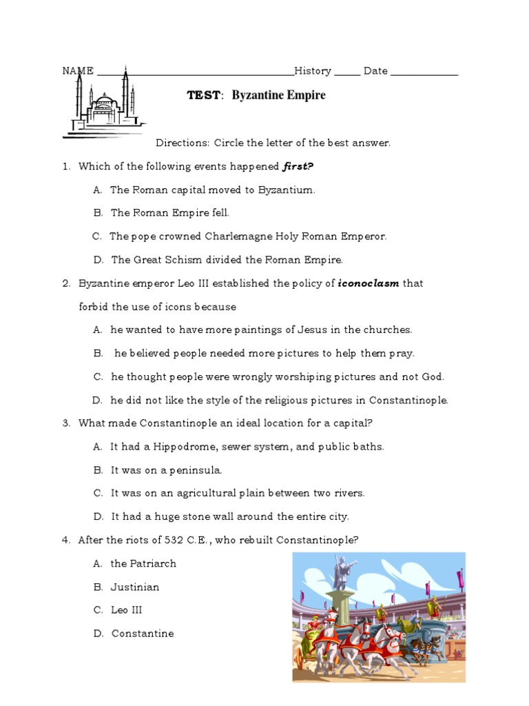 Byzantine Empire Test CH 6 | PDF | Constantinople | Byzantine Empire