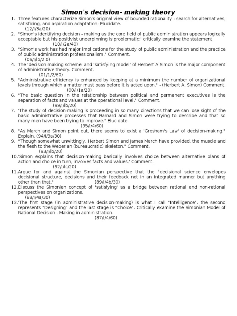 Simon Decision Making | PDF | Public Administration | Processes