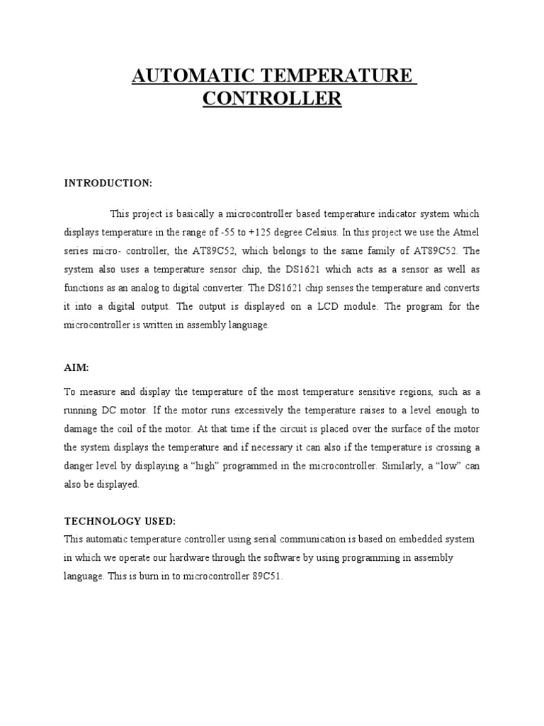 Automatic Temperature Controller | PDF | Electronic Design ...