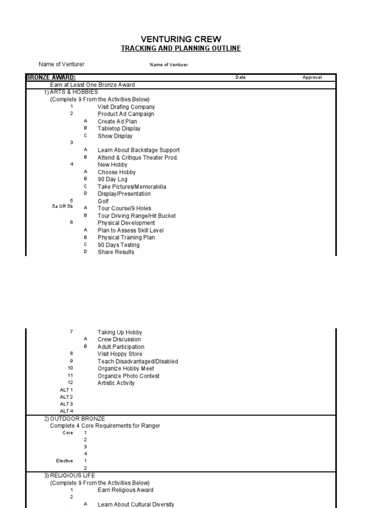 Crew Tracking Sheet | PDF | Sports | Leisure