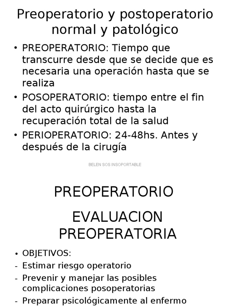 Preoperatorio y Postoperatorio Normal y Patológico | PDF | Septicemia | Hipertensión