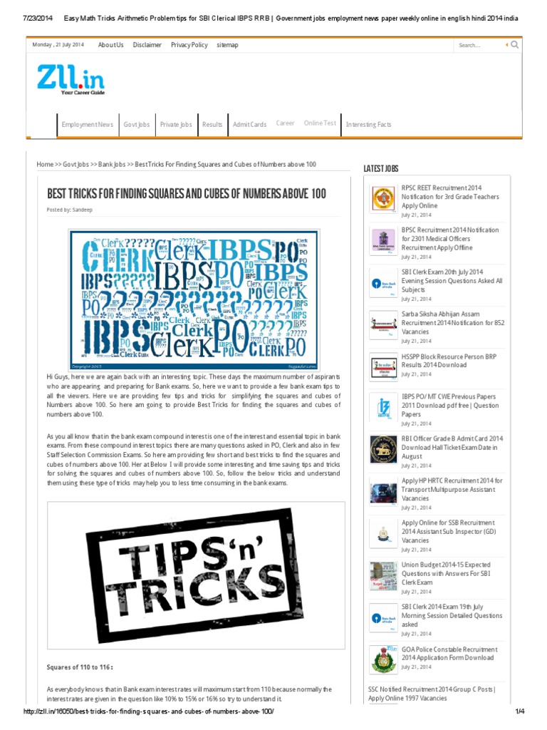 Easy Math Tricks Arithmetic Problem | PDF | Test (Assessment ...