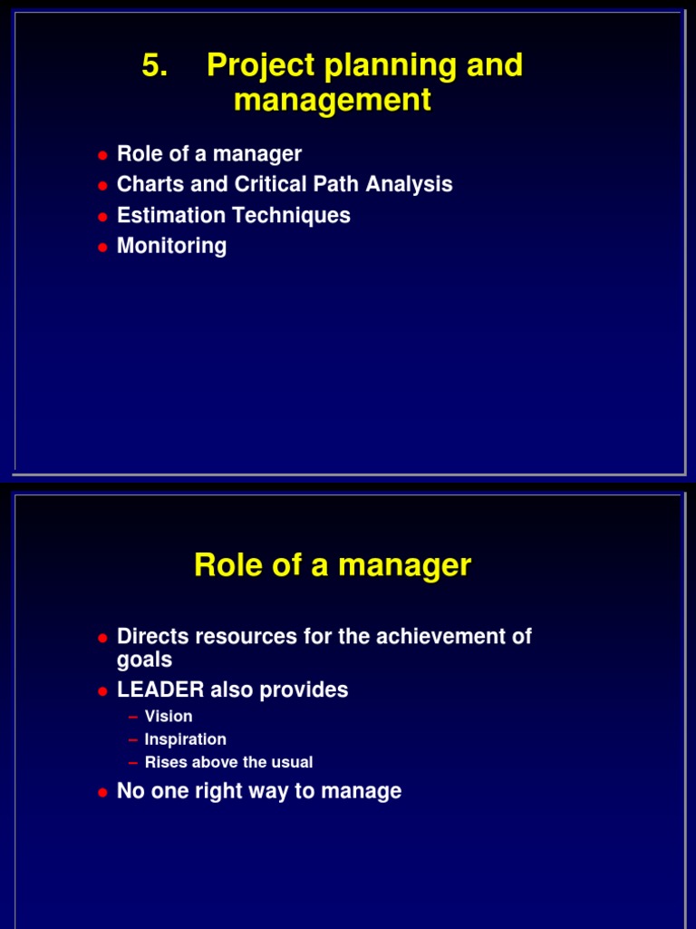 Project Planning and Management: Role of A Manager Charts and Critical ...