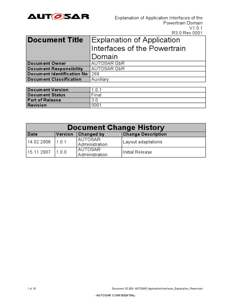 AUTOSAR ApplicationInterfaces Explanation Powertrain | PDF ...