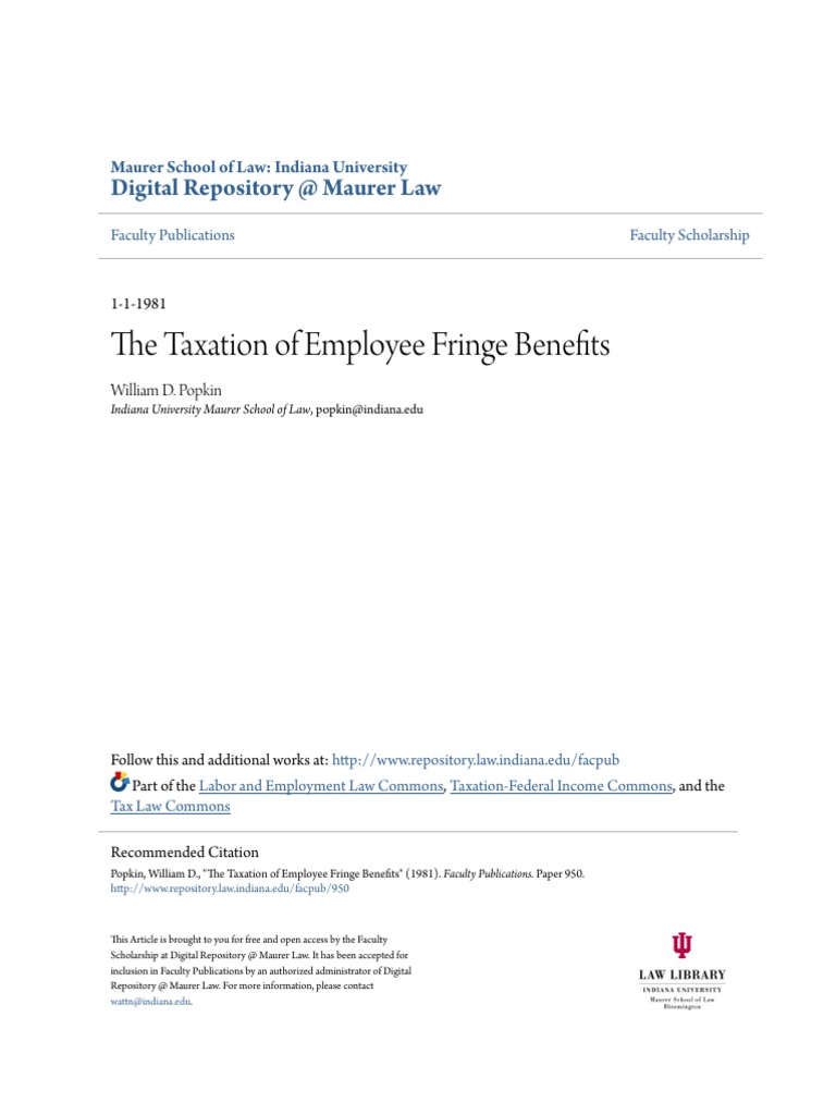 The Taxation of Employee Fringe Benefits | Download Free PDF | Employee Benefits | Taxes