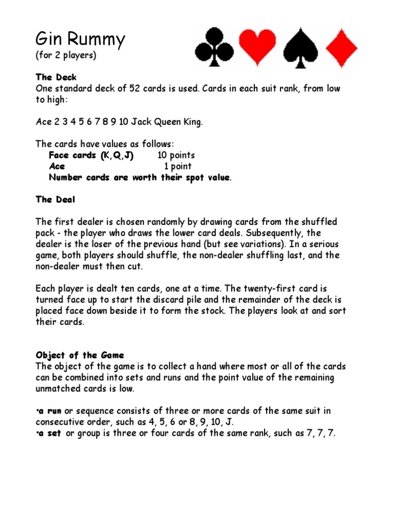 Gin Rummy | PDF | Rummy | Tabletop Games