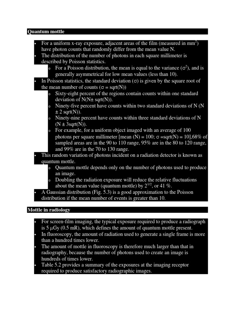 Quantum Mottle | Radiography | Standard Deviation