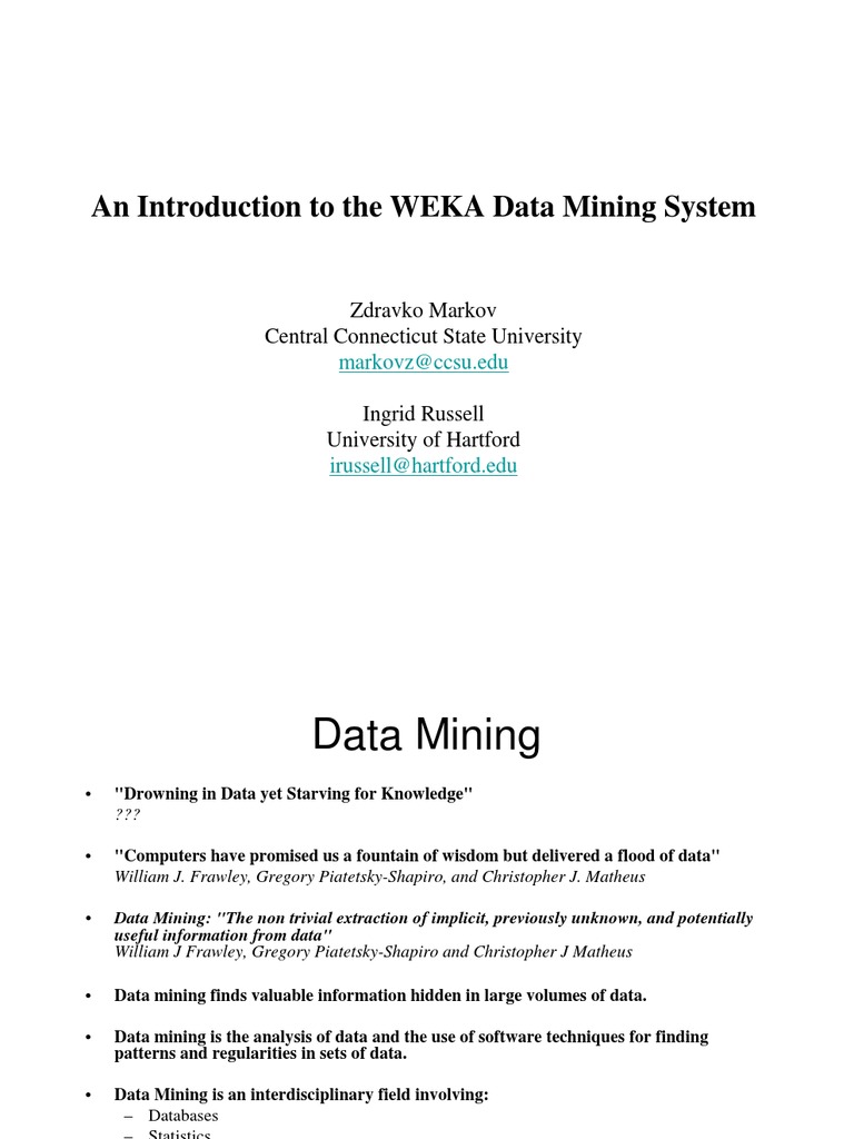 Weka Tutorial | PDF | Data | Information Retrieval