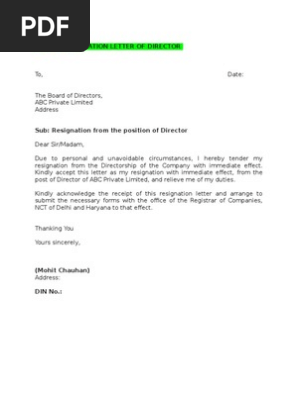 Sample Resignation Letter From Board Of Directors 8+ Professional