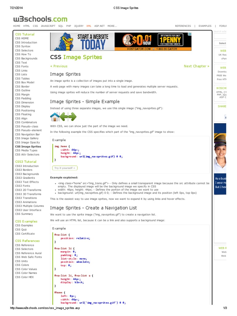 CSS Image Sprites | PDF