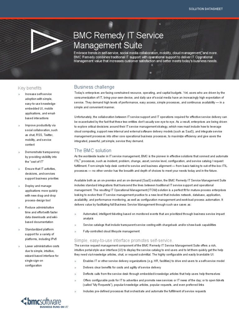 BMC Remedy IT Service Management Suite: Business Challenge | PDF ...