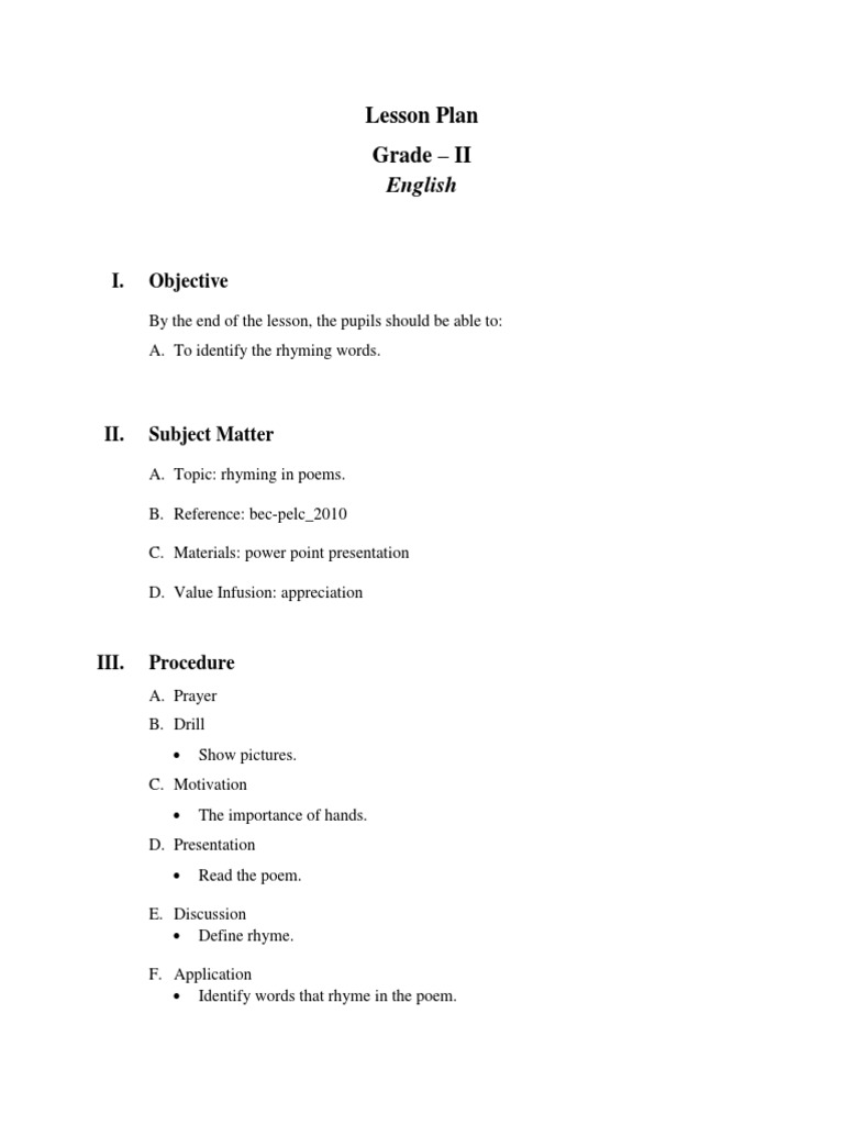 Grade 2 Rhyming Words Lesson | PDF | Foreign Language Studies