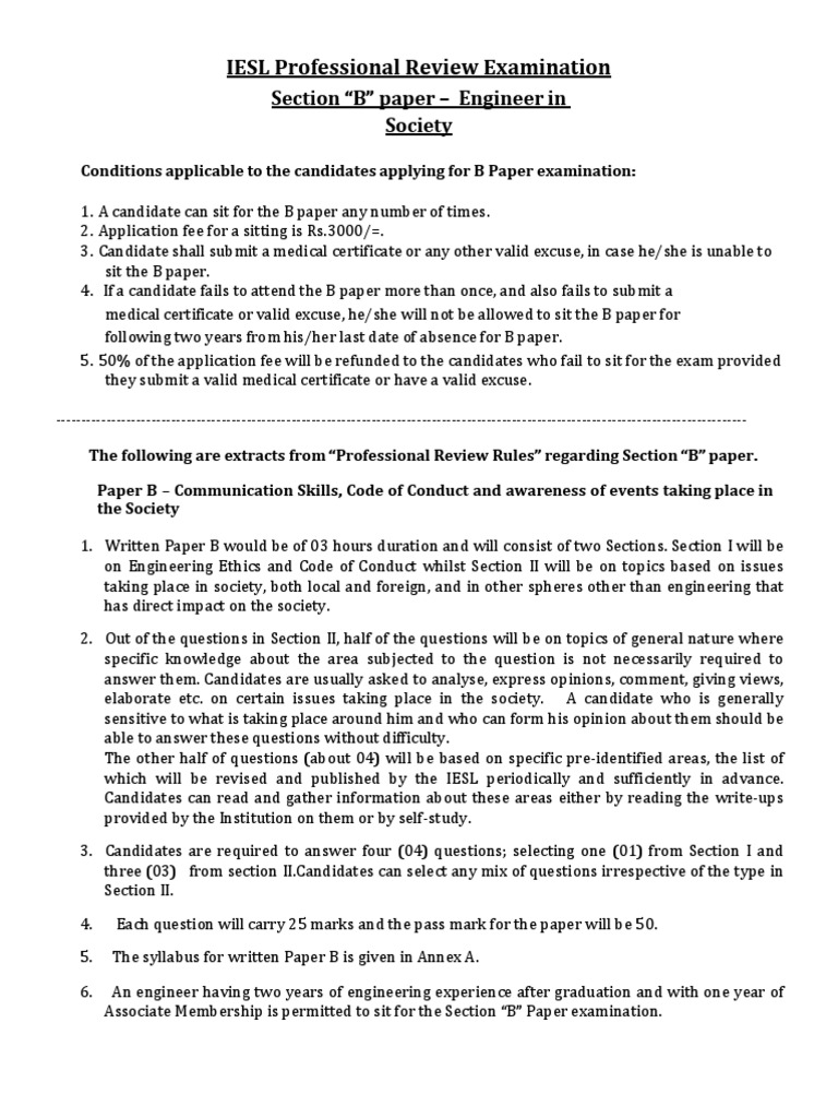 IESL Professional Review Exam Section B Paper | PDF | Waste | Engineer