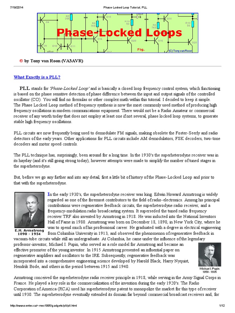 Phase-Locked Loop Tutorial, PLL | PDF | Detector (Radio) | Wireless