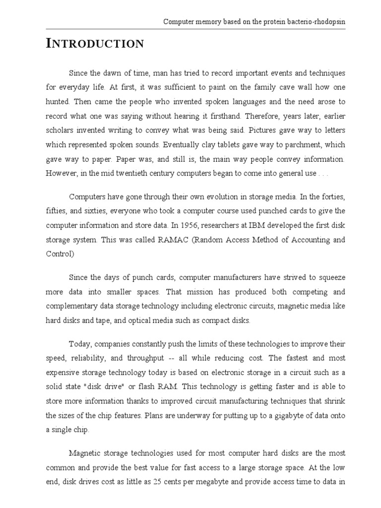 Ntroduction: Computer Memory Based On The Protein Bacterio-Rhodopsin | PDF | Disk Storage ...