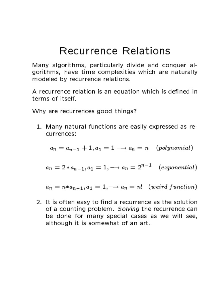 Lecture 3 Pdf Recurrence Relation Discrete Mathematics