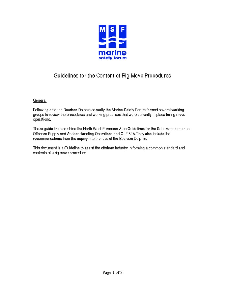 Rig Move Procedure Guidelines | PDF | Offshore Drilling | Anchor