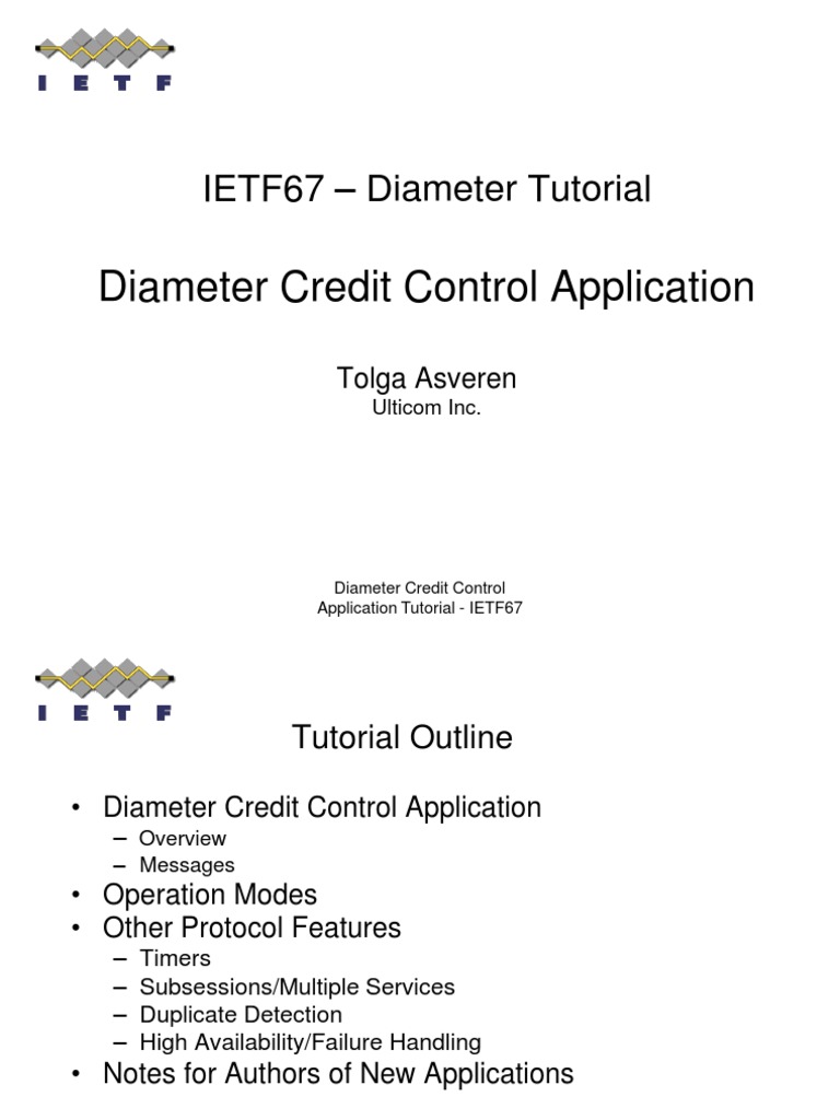 An Overview of the Diameter Credit Control Application: Messages ...