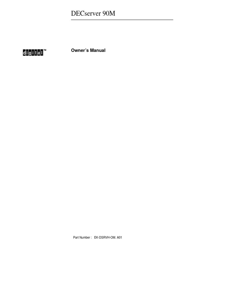 DECserver 90M Owners Manual | PDF | Booting | Electrical Connector