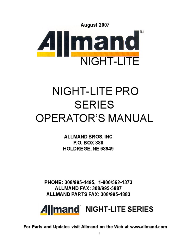 Allmand NL Pro Lite | PDF | Motor Oil | Trailer (Vehicle)
