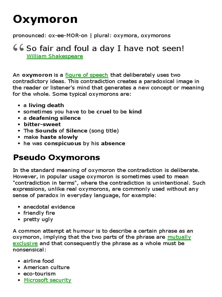 Oxymoron Definition And Examples