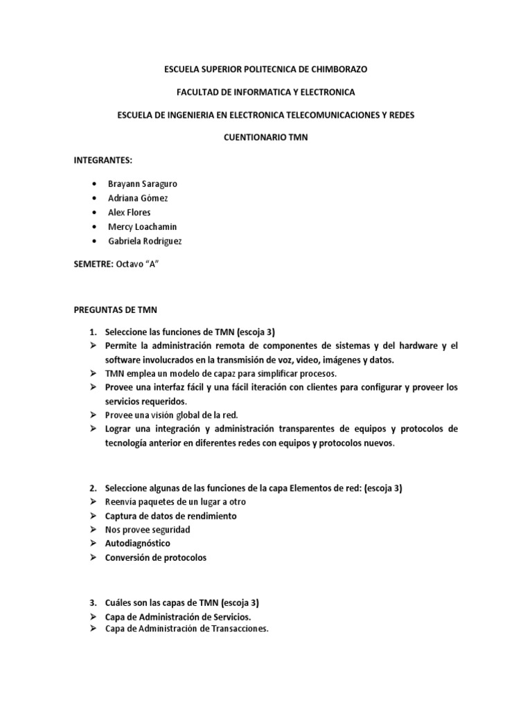 TMN | PDF | Protocolos de comunicaciones | Red de computadoras