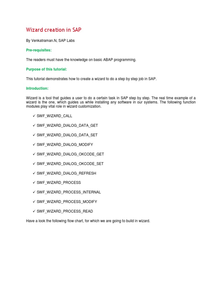 Wizard Creation in SAP | PDF | Subroutine | Parameter (Computer Programming)