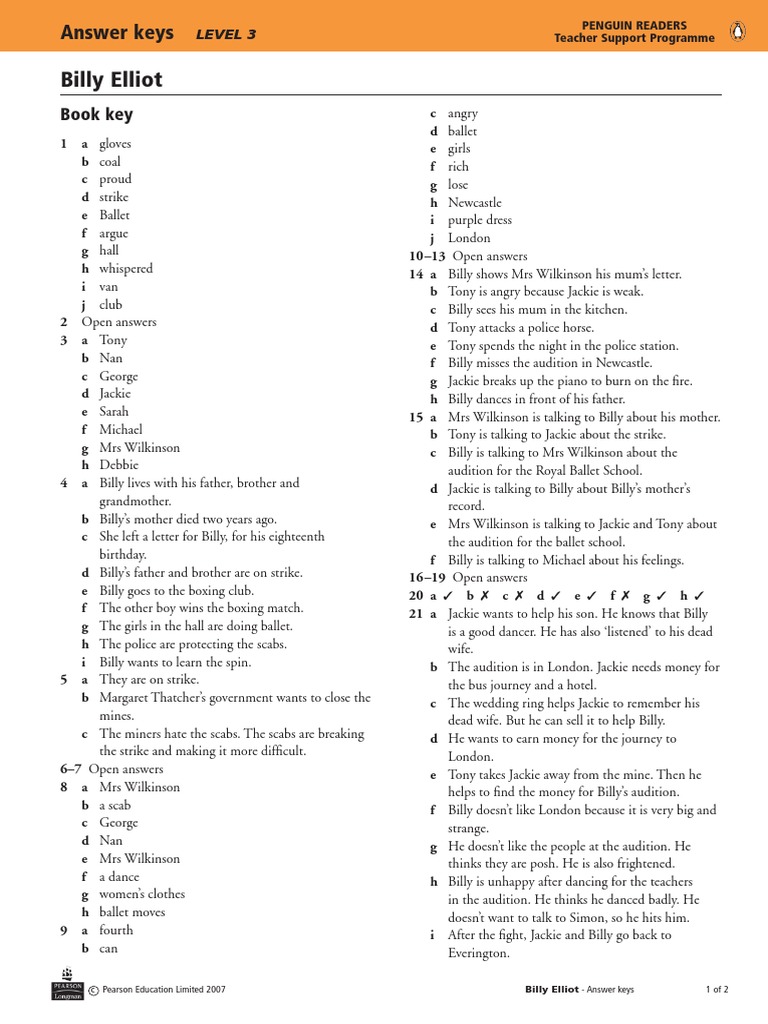 Billy Elliot Answer Key | PDF | Leisure