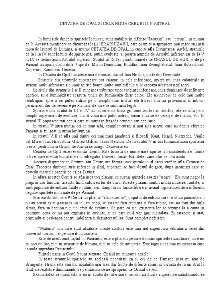 Cetatea de Opal Si Cele Noua Ceruri Din Astral | PDF