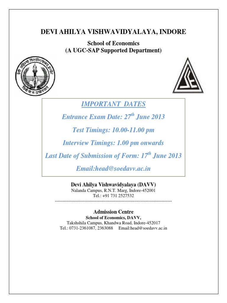 Devi Ahilya Vishwavidyalaya, Indore | PDF | University And College ...