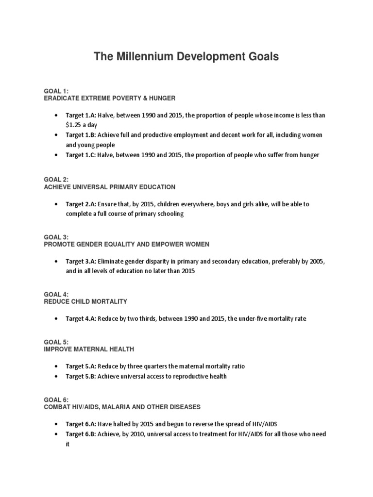 Millennium Development Goals Overview | PDF | Millennium Development ...
