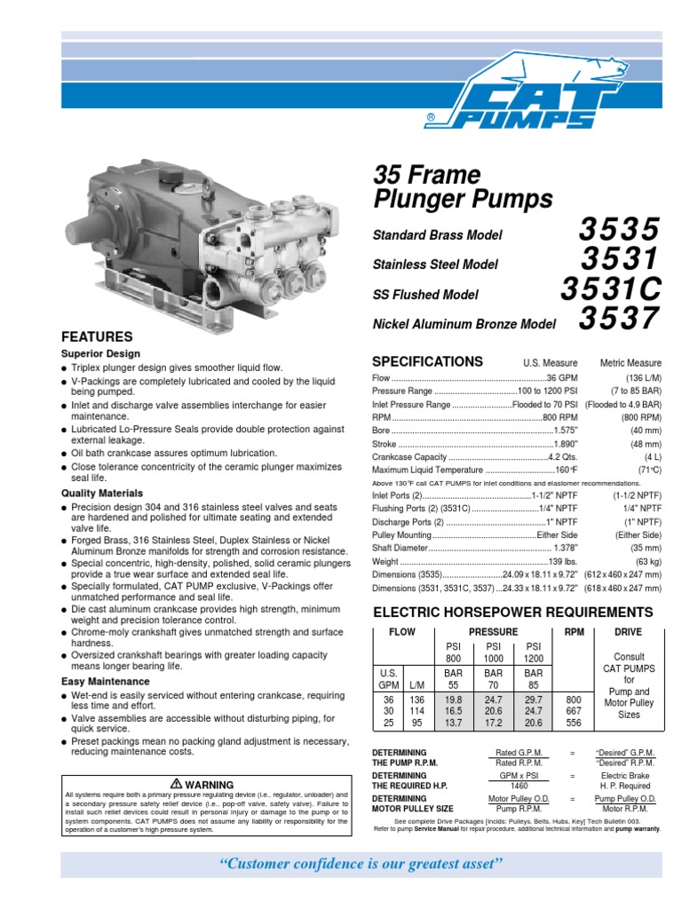 Bomba+Cat-Pumps 35 Frame (3535, 3531, 3531C, 3537) | PDF | Valve | Pump