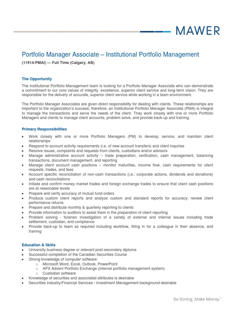 Mawer PMA | PDF | Investment Management | Mutual Funds