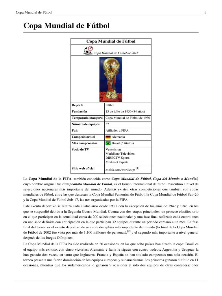 Copa Mundial de Fútbol | PDF | FIFA Copa del Mundo | FIFA