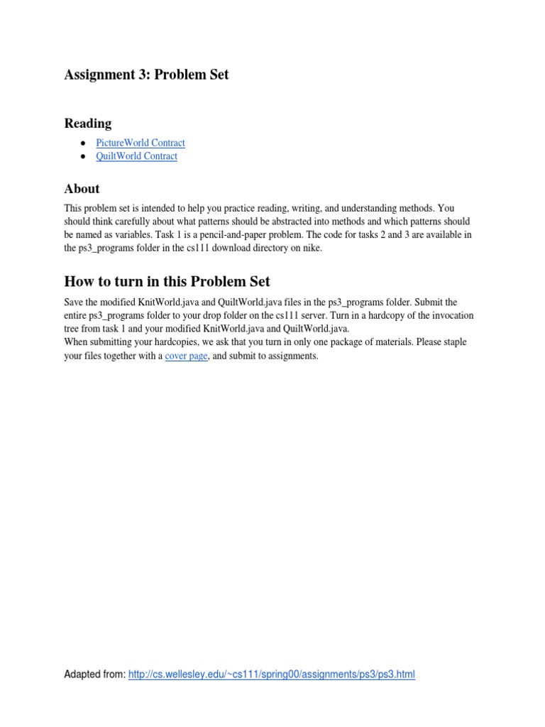 Assignment 3: Problem Set | PDF