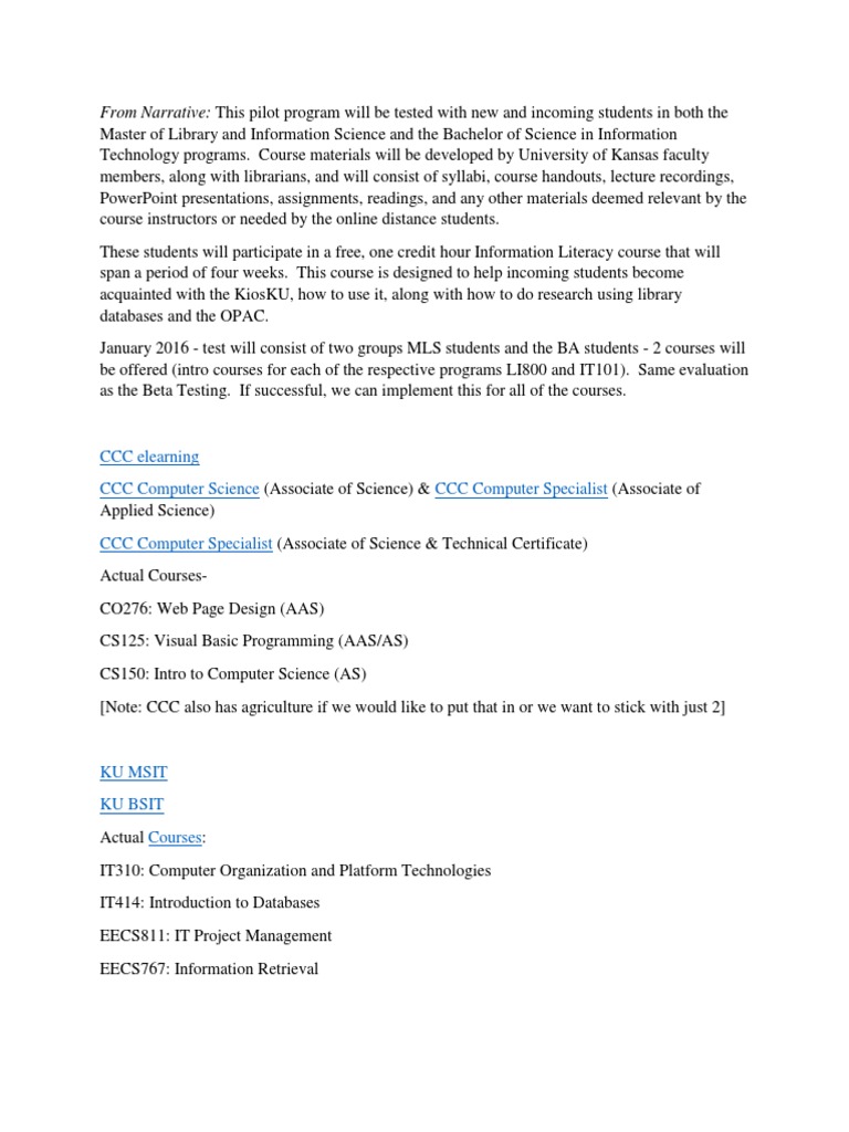 Curriculum Draft (Grant Project) | PDF
