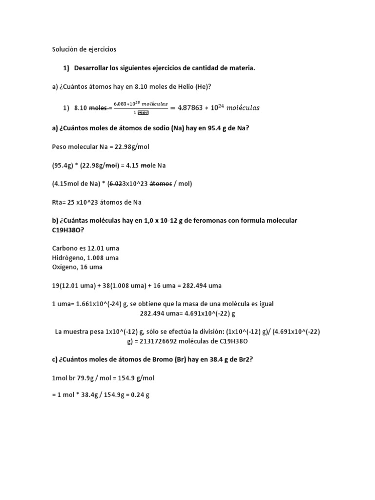 Aporte Ejercicios - Reconocimiento. | Descargar gratis PDF | Mole (Unidad) | Sodio