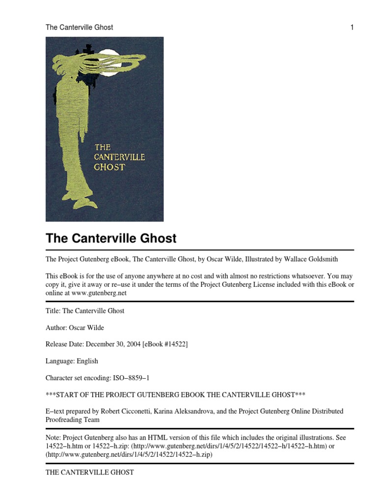 The Canterville Ghost by Oscar Wilde | PDF | Nature | Project Gutenberg