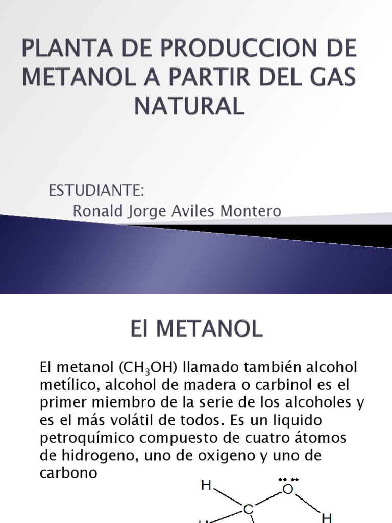 Planta de Produccion de Metanol A Partir Del | PDF | Gas natural | Metano