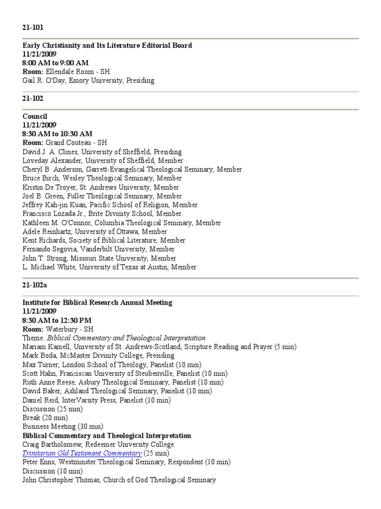 SBL Session Guide 2009 | PDF | Bible | Paul The Apostle