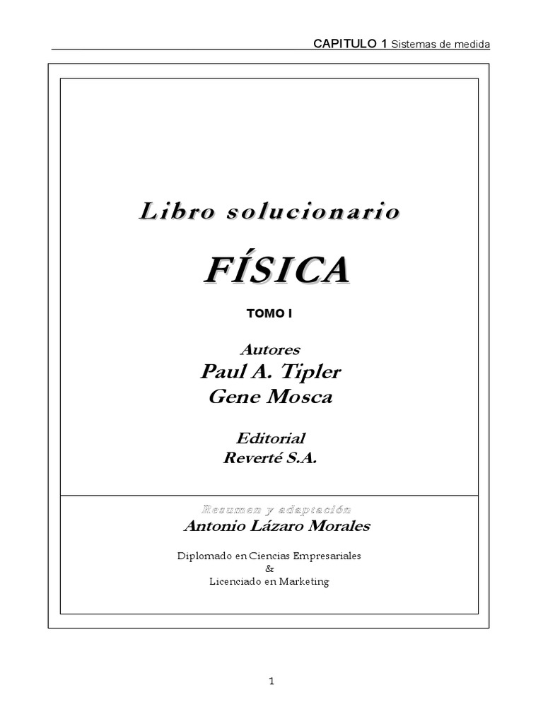 Física Solución Capítulo 1 Tipler Mosca 5 Edición Pdf Pdf Poco