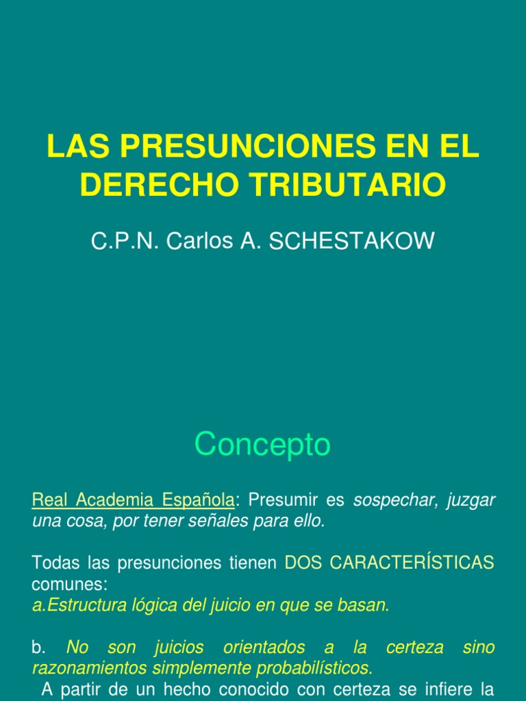 Las Presunciones en El Derecho Tributario | Certeza | Probabilidad