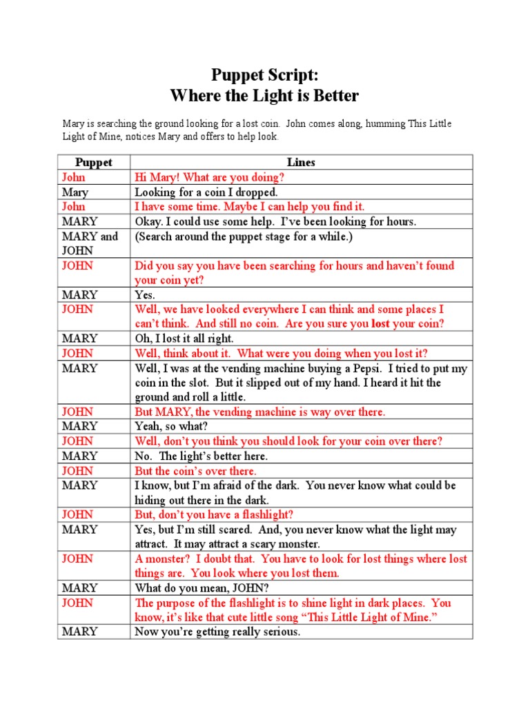 Puppet Script: Lost Coin | PDF | Leisure