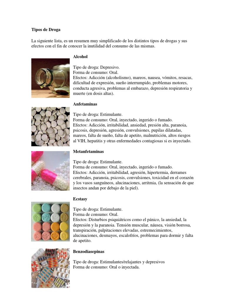 Tipos de Drogas y sus Efectos: Un Resumen de los Principales Tipos de ...