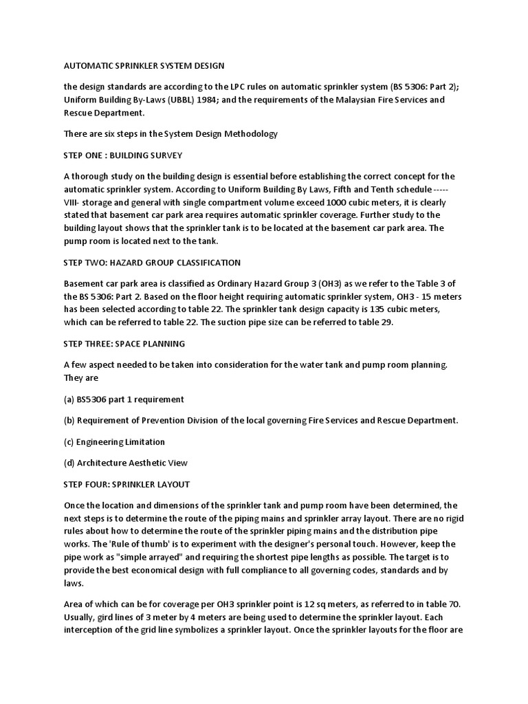 Automatic Sprinkler System Design | PDF | Fire Sprinkler System | Pipe ...