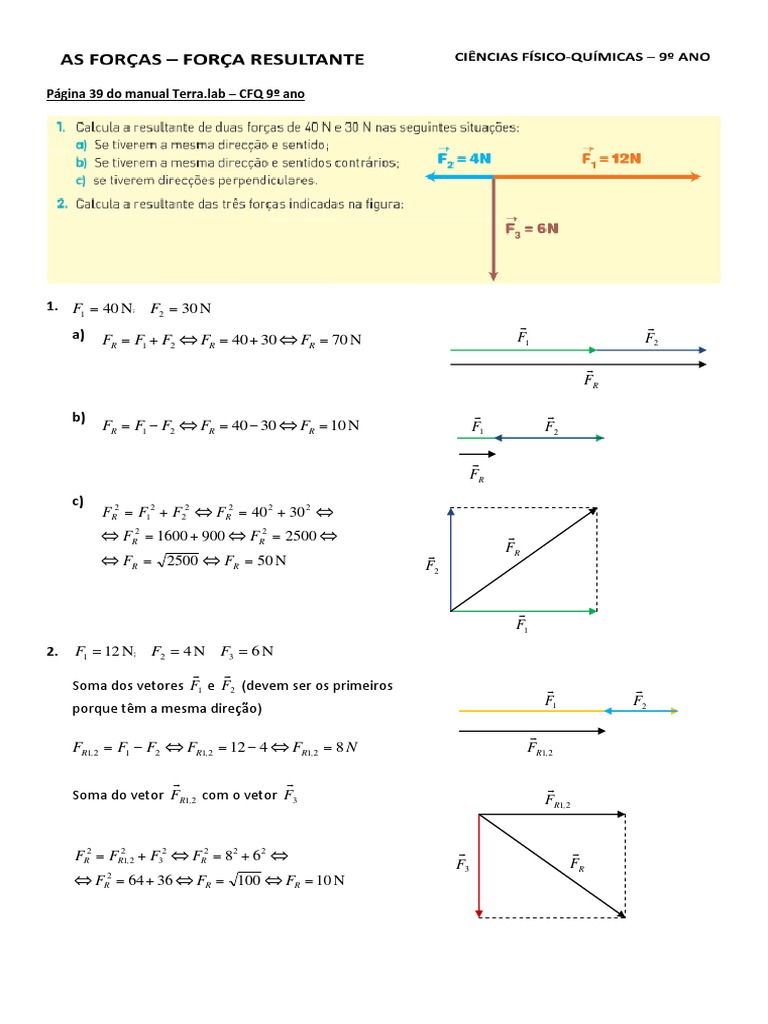 Força Resultante - Resolução de Exercícios | PDF