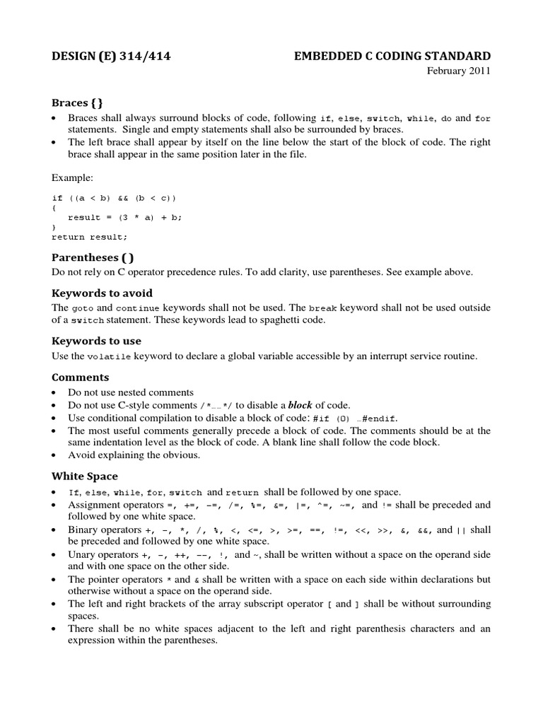 Embedded C Coding Standard V2 | PDF | Subroutine | Variable (Computer Science)